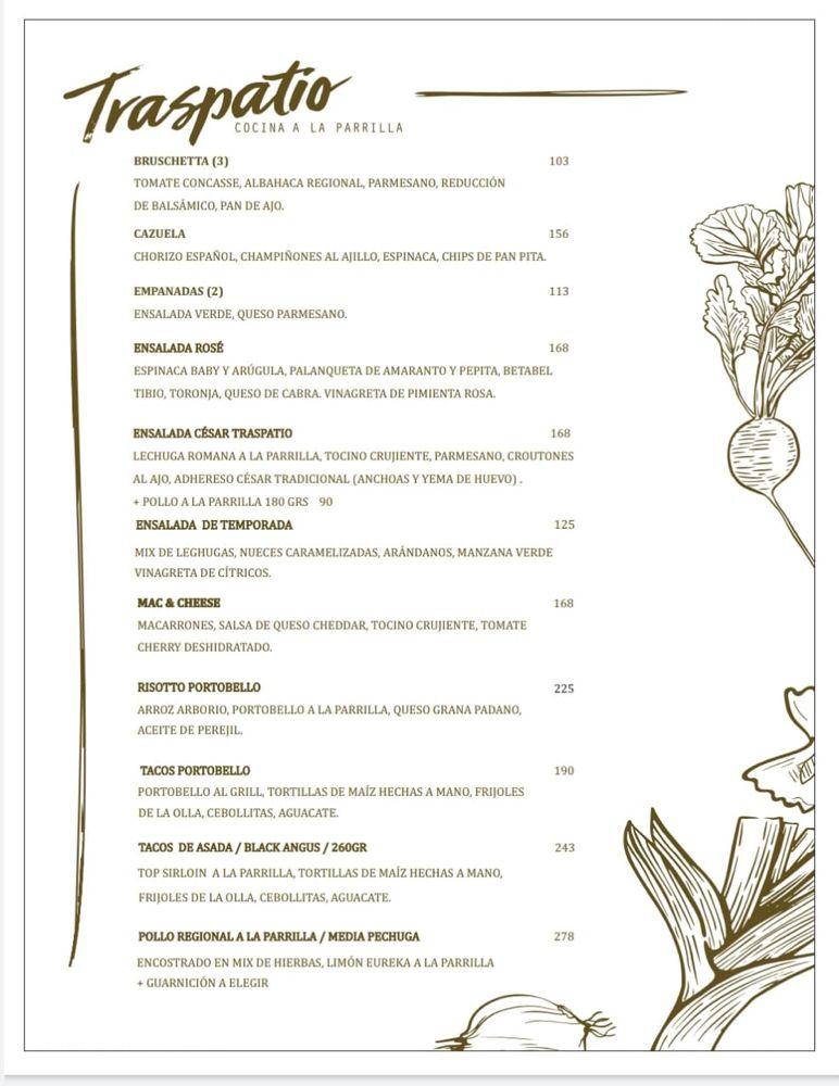 Menu at Traspatio steakhouse, San José del Cabo
