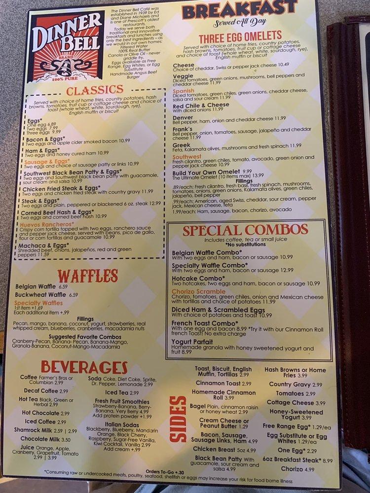 Menu at Dinner Bell Cafe, Prescott