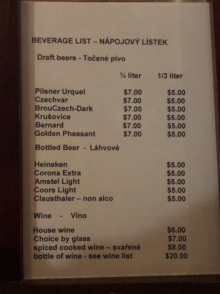 Menu at Koliba restaurant, New York City