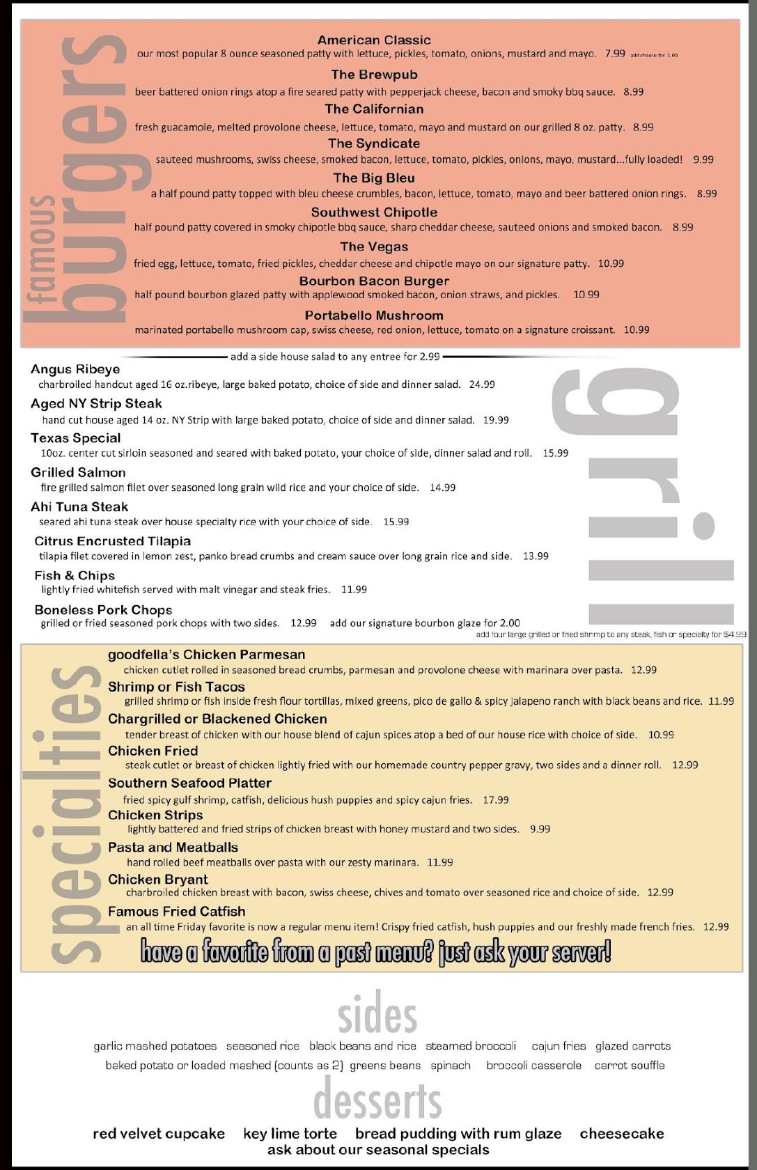 Menu at Madison's pub & bar, Beaumont, Dowlen Rd