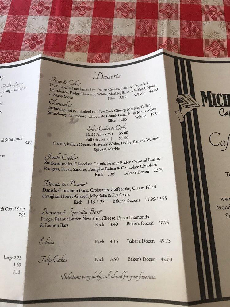 Menu at Michael's Catering, Cafe, & Bakery, Toledo
