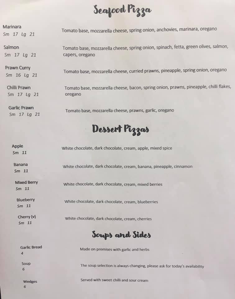 Menu at Warburton Village Pizza Cafe, Warburton, Warburton Hwy