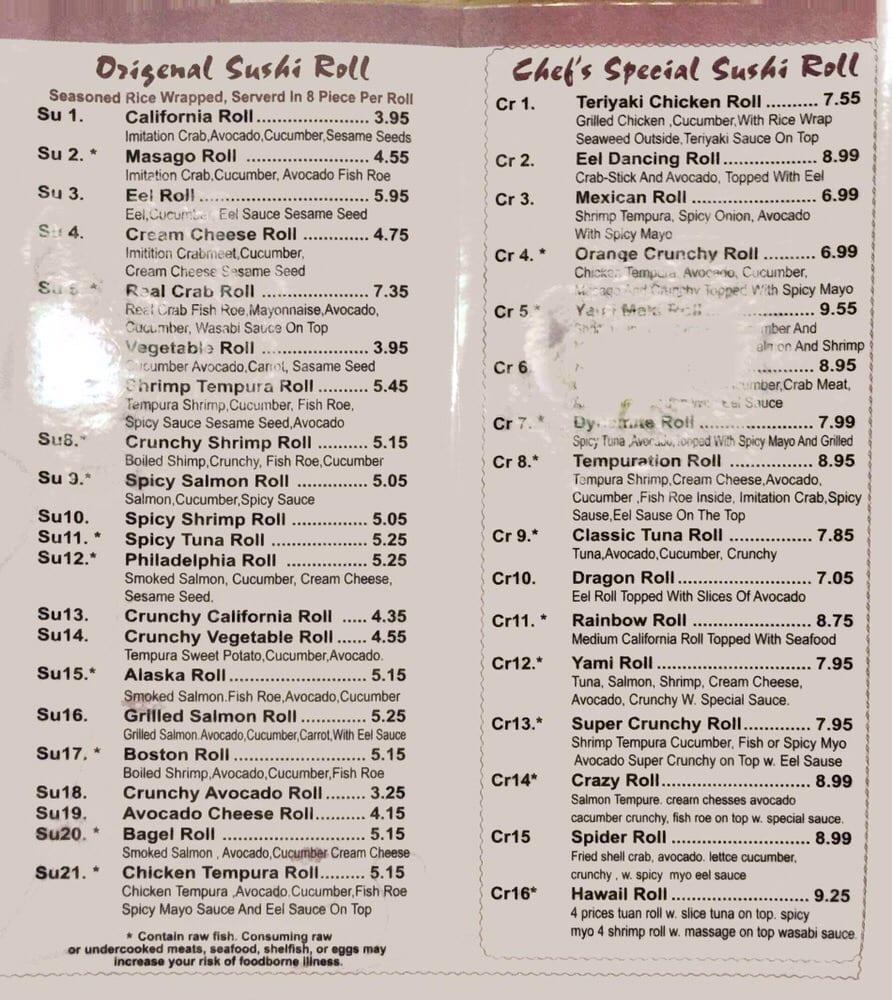 Menu at Yami Japan Sushi And Hibachi restaurant, Lawrenceville