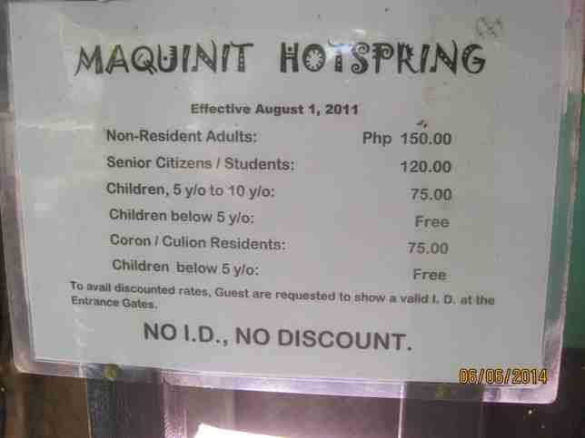 Menu at Coron De islas Palawan, Coron