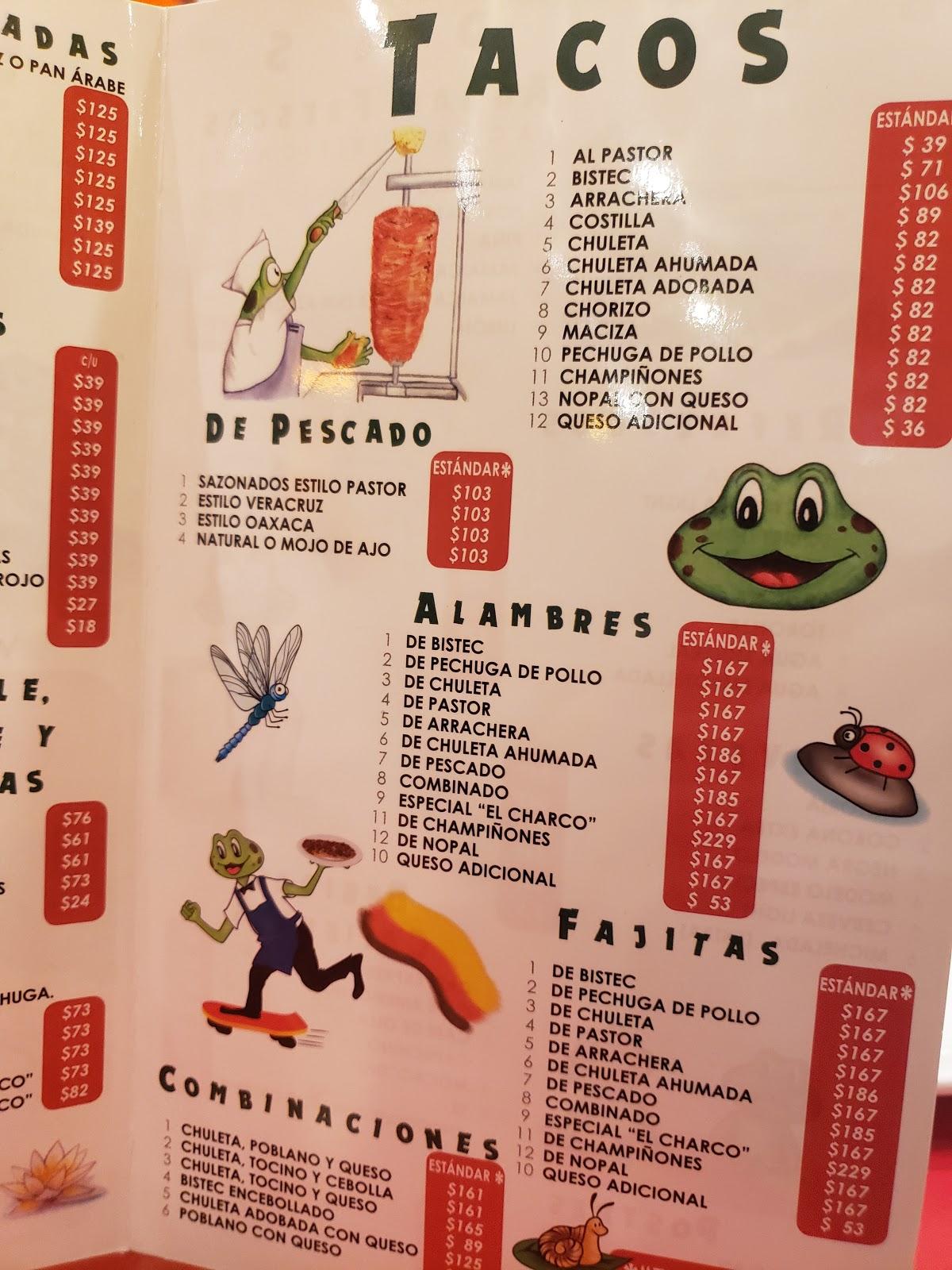 Carta del restaurante El Charco del Las Ranas Río Mixcoac, Ciudad del ...