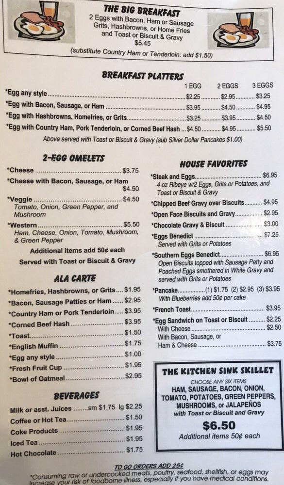 Menu at Family Ties Restaurant, Crossville