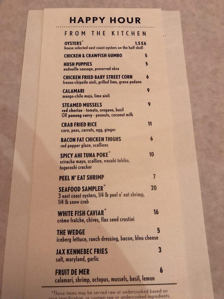 Menu at Jax Fish House & Oyster Bar - LoDo, Denver, 17th St