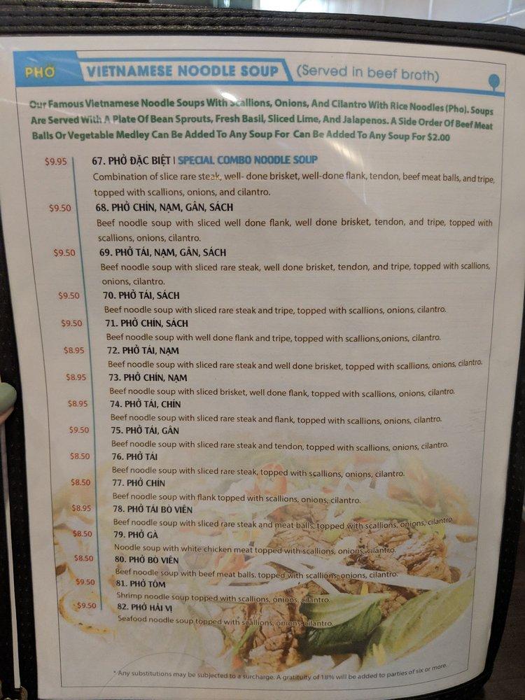 Menu at Pho Viet 2 pub & bar, Palm Bay