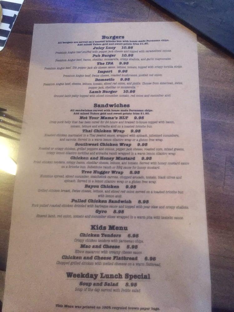 Menu at Pub 64, Sycamore