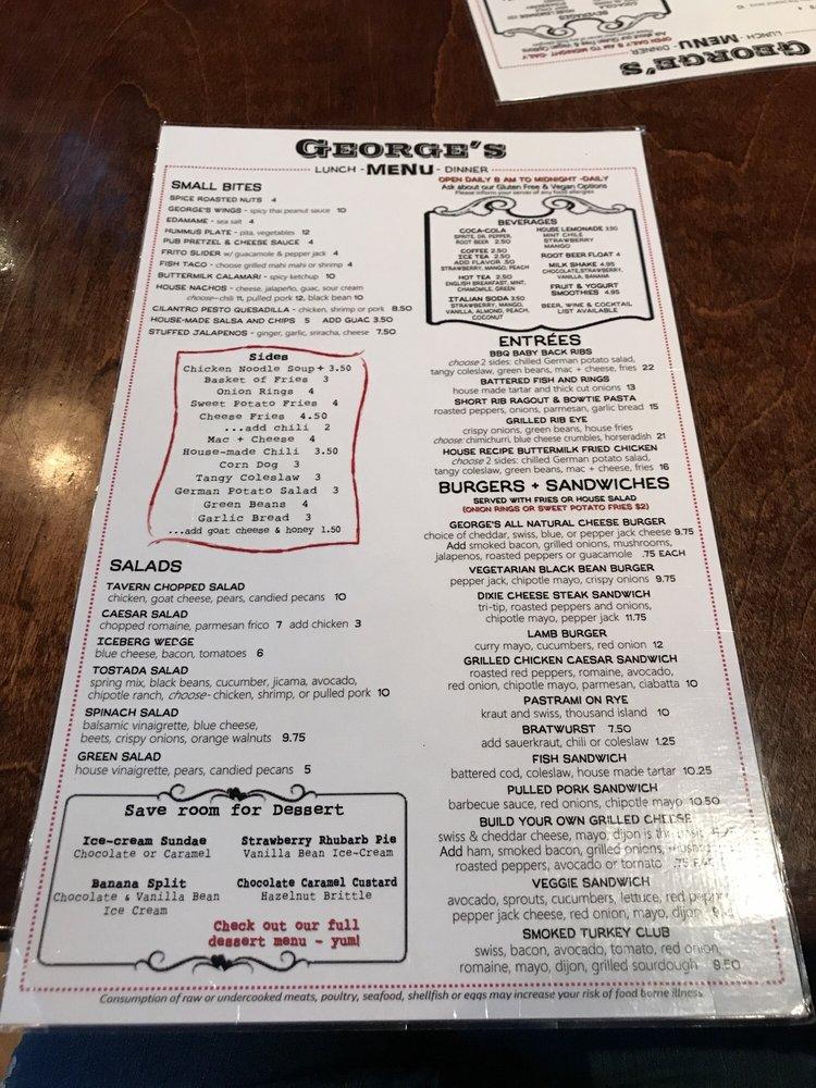 Menu at George's Corner Restaurant, St. George