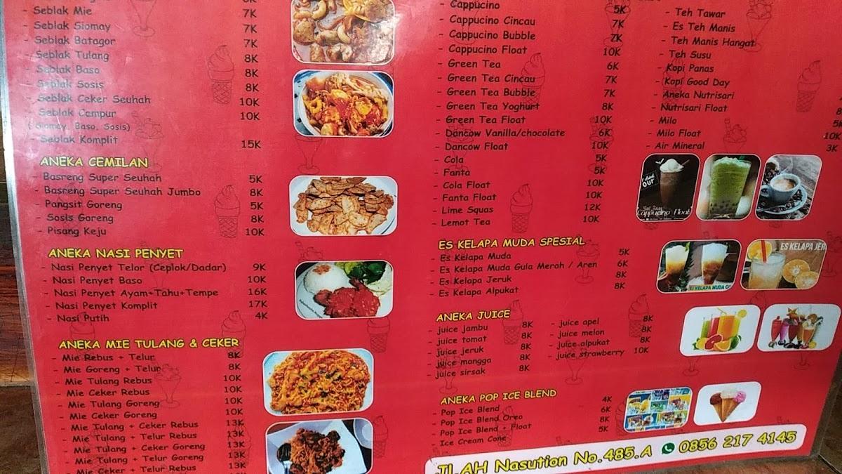 Menu at Kedai Sabrina cafe, Bandung