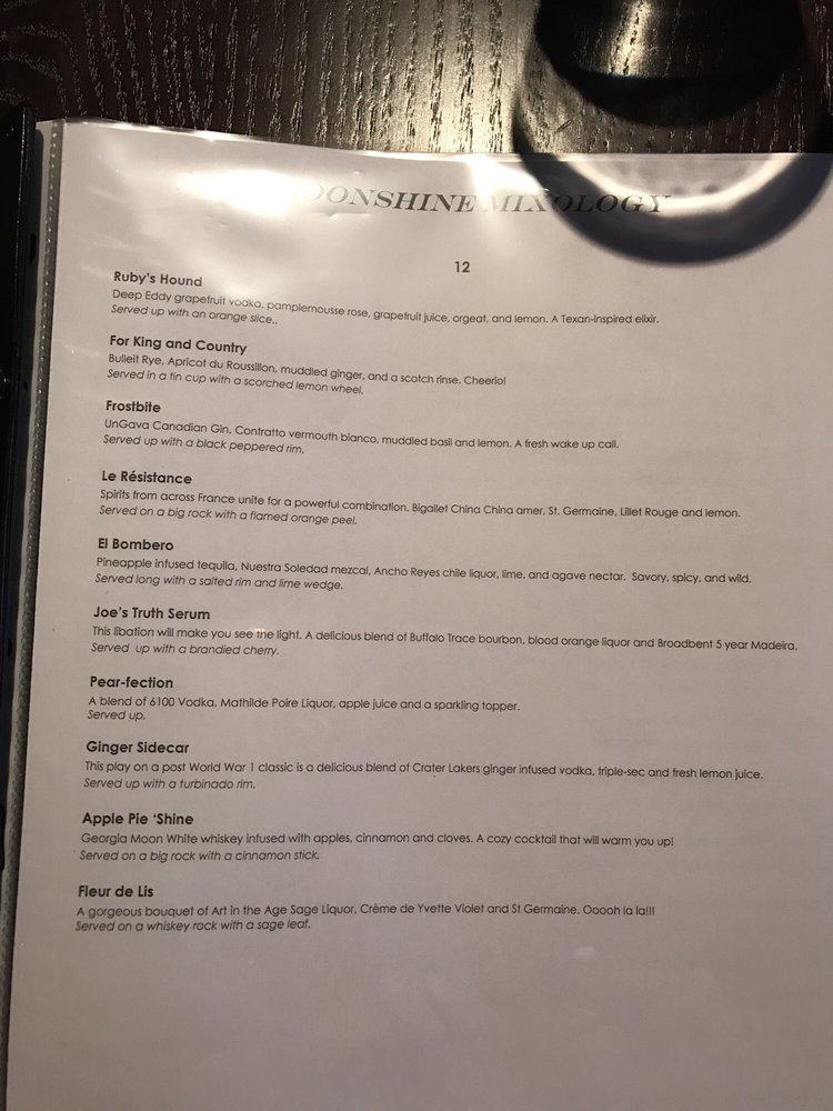 Menu at MoonShine Modern Supper Club, Springfield Township