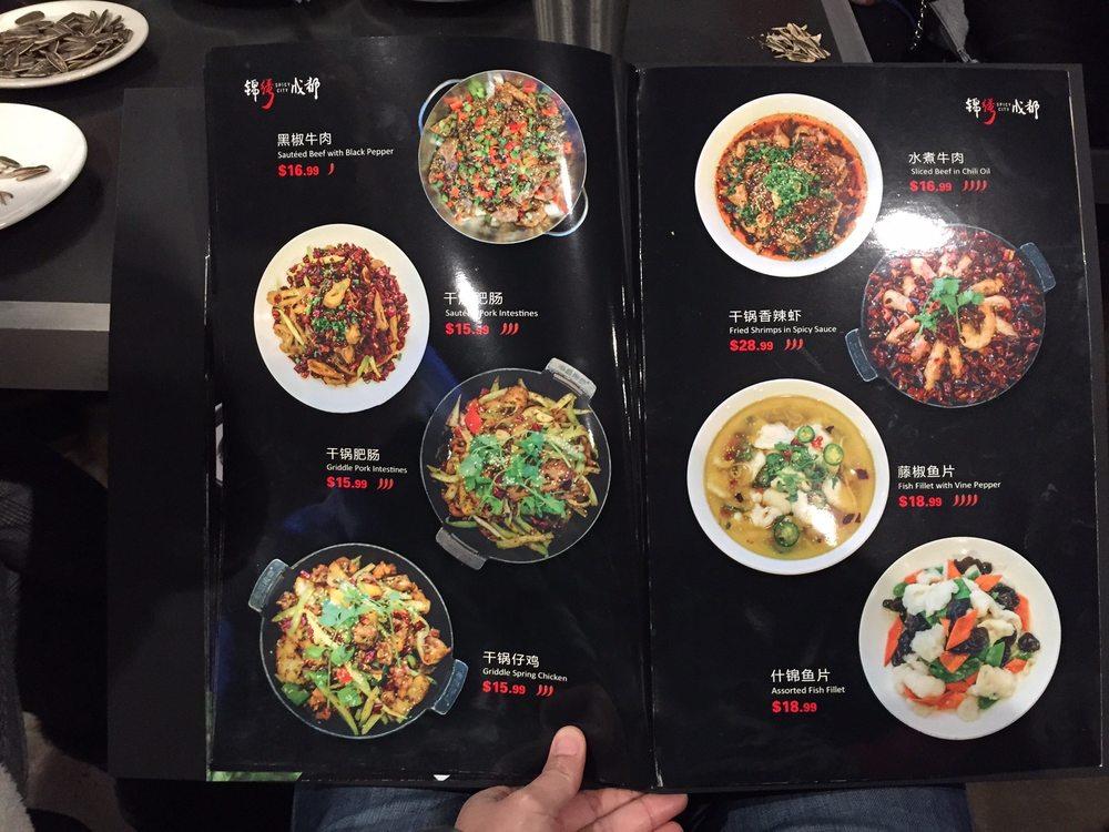 Menu at Spicy City restaurant, Redmond
