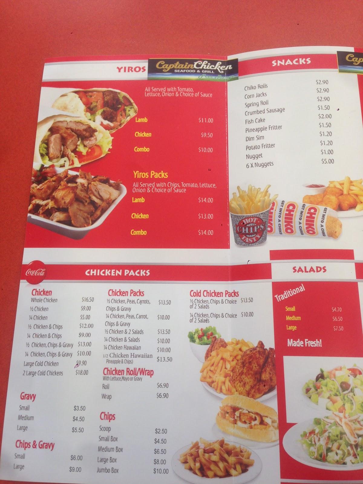 Menu at CAPTAIN CHICKEN & SEAFOOD HENLEY restaurant, Henley Beach South