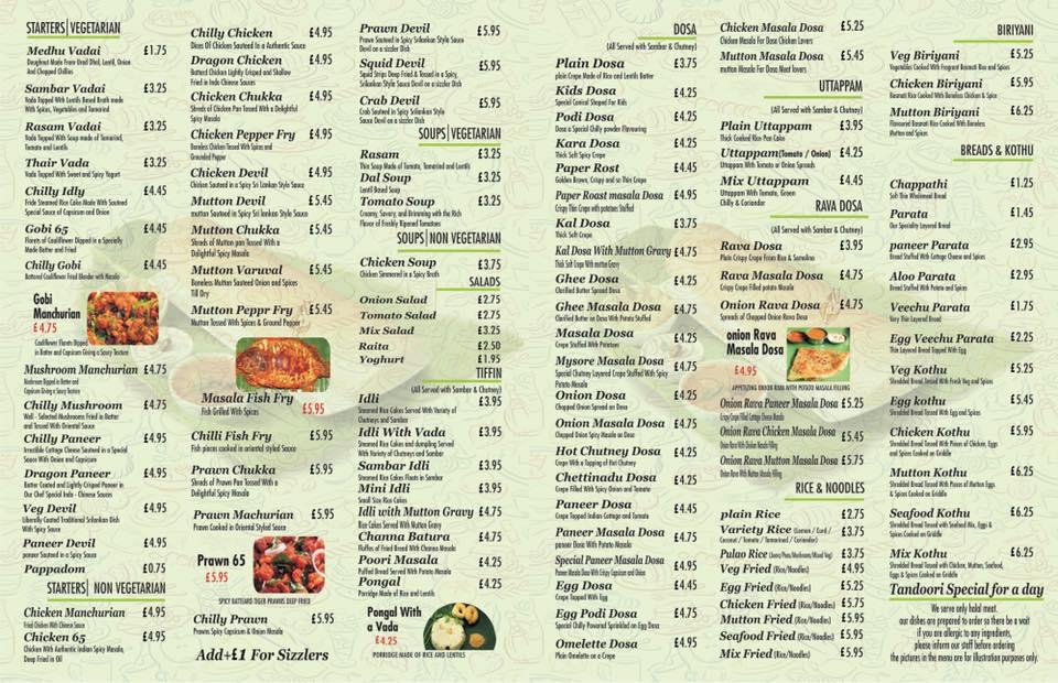 Menu at Dosa Village restaurant, Solihull