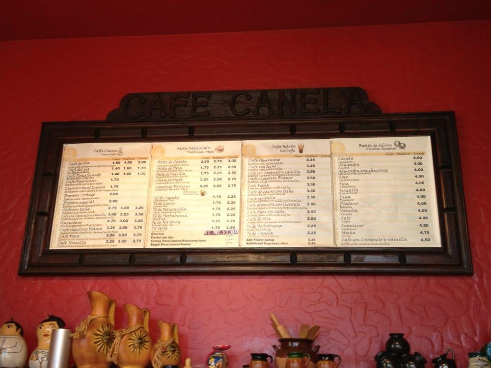 Menu at Cafe Canela, Lynwood