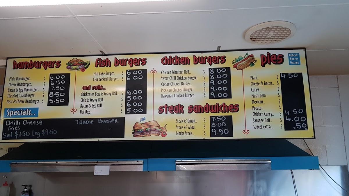 Menu at Cooke Park Cafe, Parkes