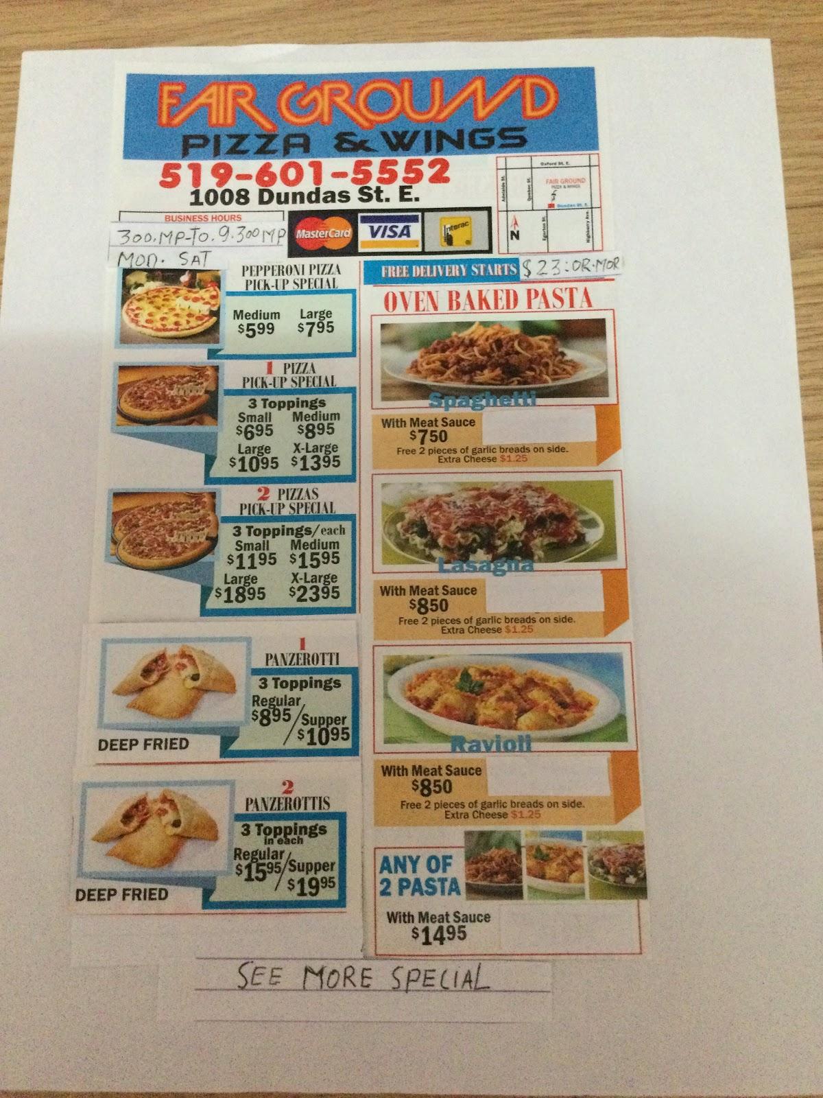 Menu at Fairgrounds PIZZA pizzeria, London