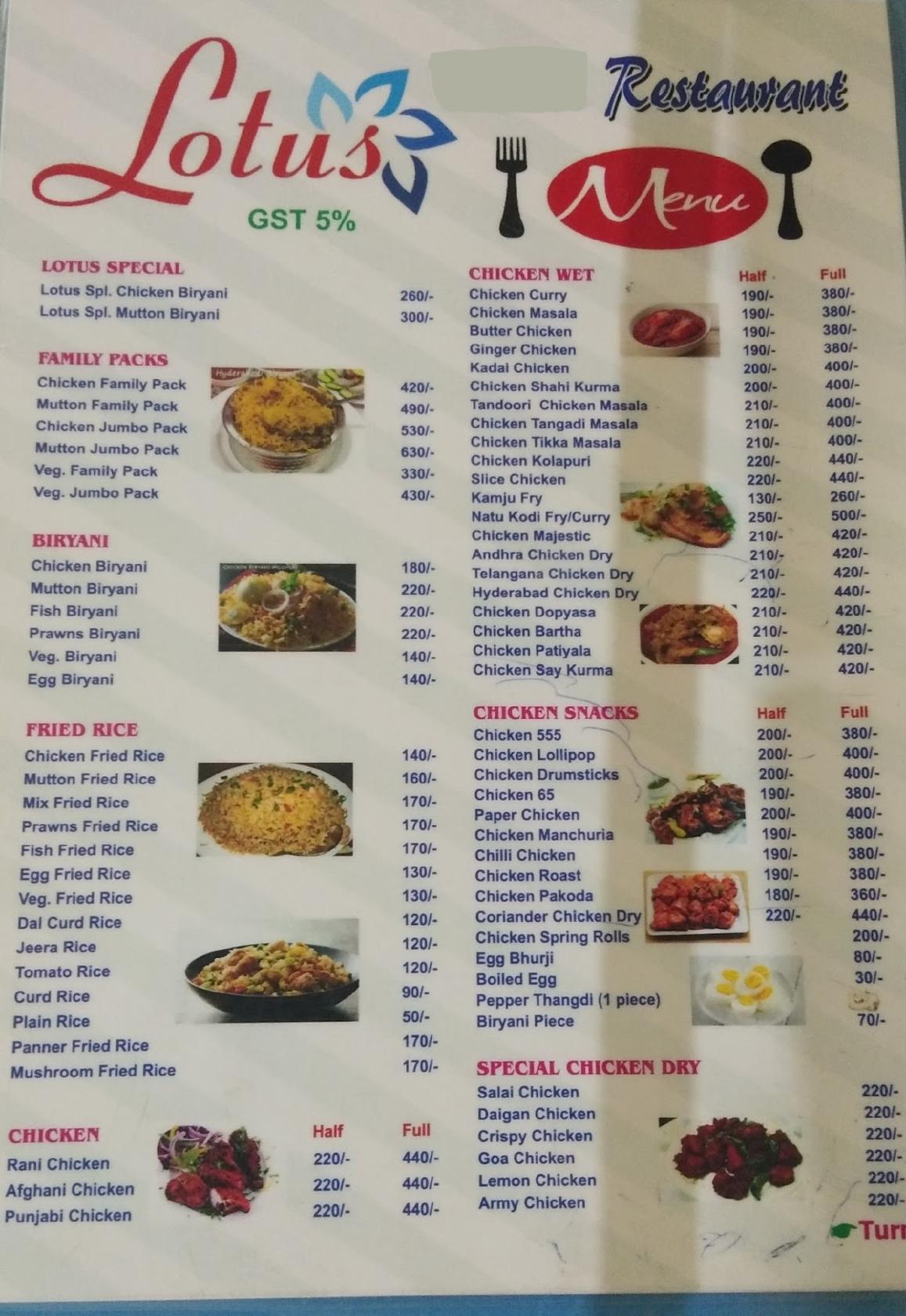 Menu at Lotus Bar and Restaurant, Hyderabad