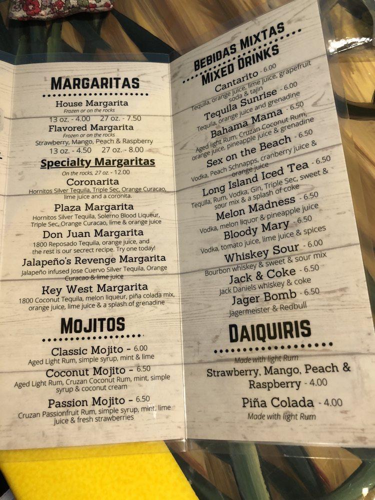 Menu at Pueblo Chico Mexican Grill restaurant, Roanoke