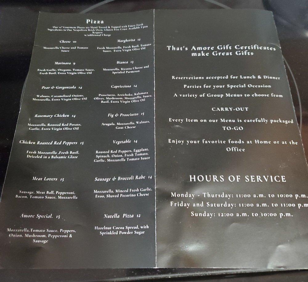 Menu at That’s Amore pizzeria, Indian Land