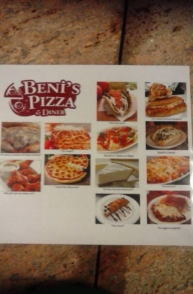 Menu at Beni's Pizza pizzeria, Black Canyon City, Old Black Canyon Hwy
