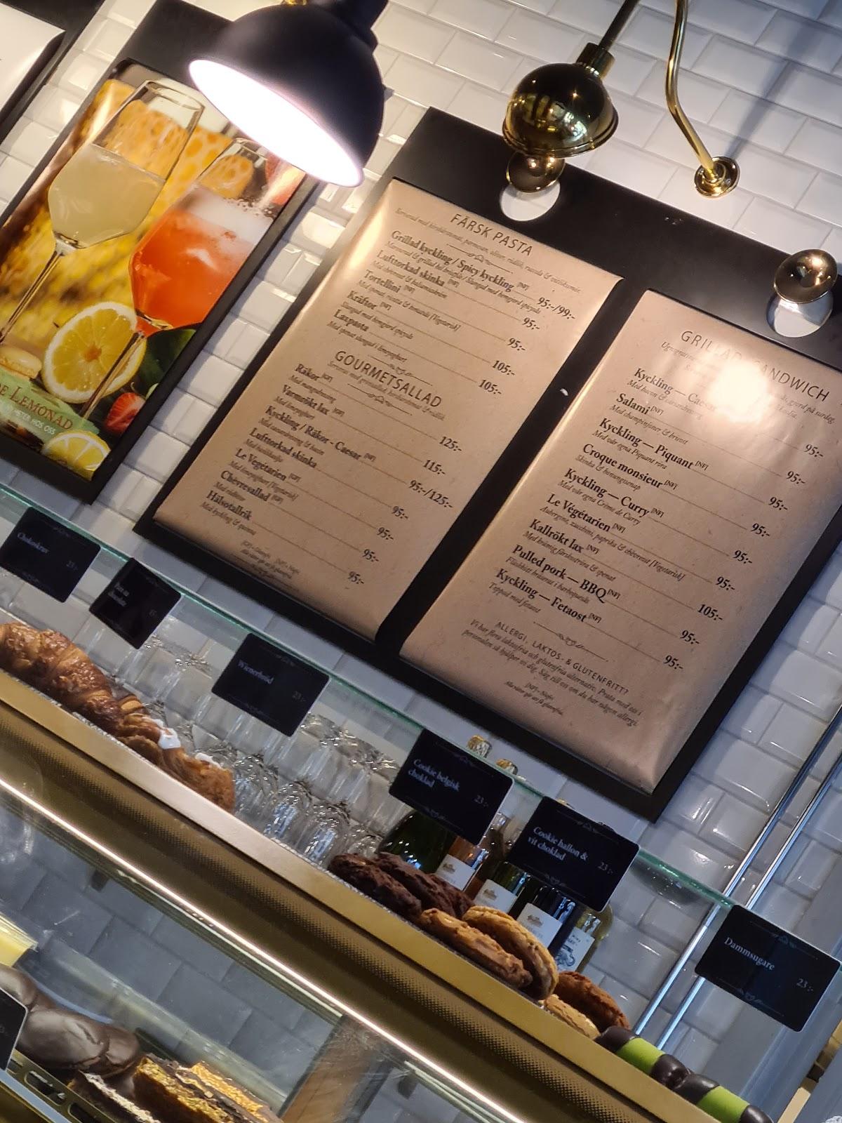 Menu at Le Croissant cafe, Boden