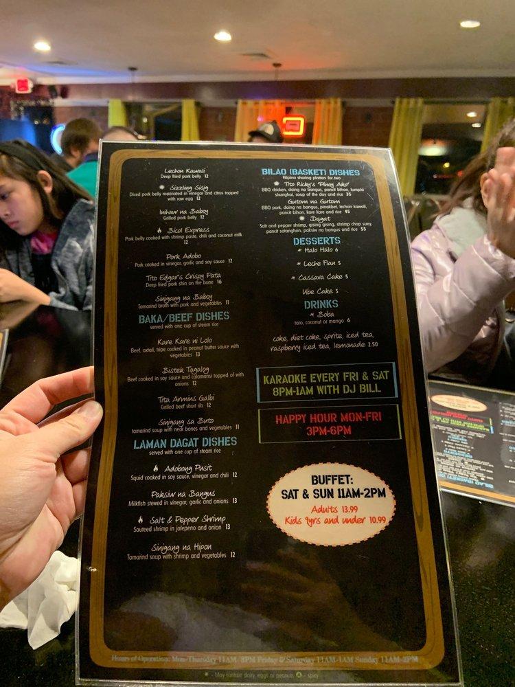 Menu at Lolo's Authentic Filipino Cuisine restaurant, Reno