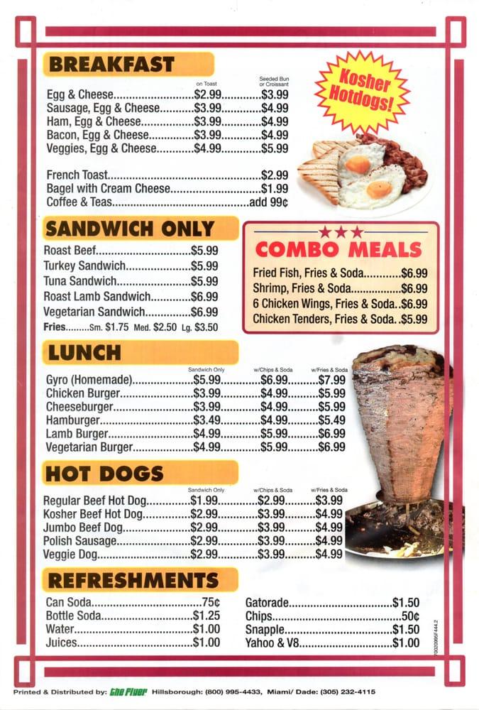 Menu at MTC Downtown Cafe, Tampa