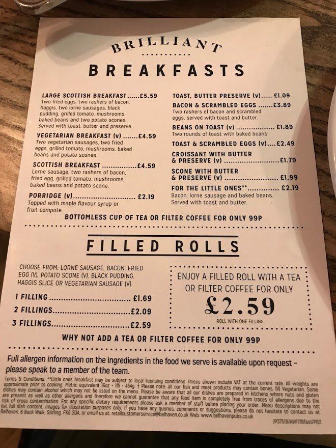 Menu at Platform 8 pub & bar, Inverness