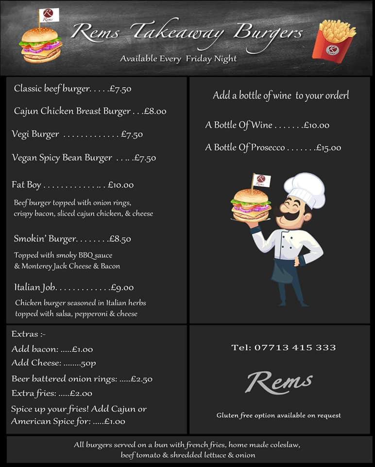 Menu at Rems Cafe Bar & Restaurant, Chapel-en-le-Frith