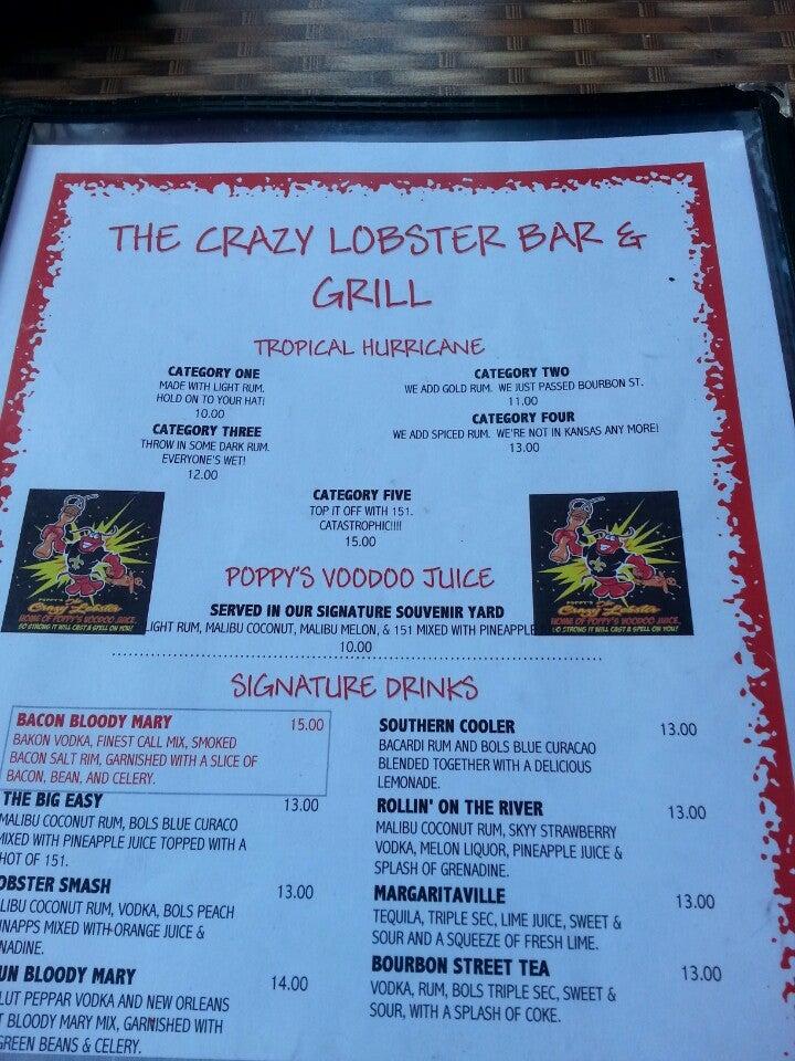 Menu at The Crazy Lobster Bar & Grill, New Orleans, 500 Port of New ...