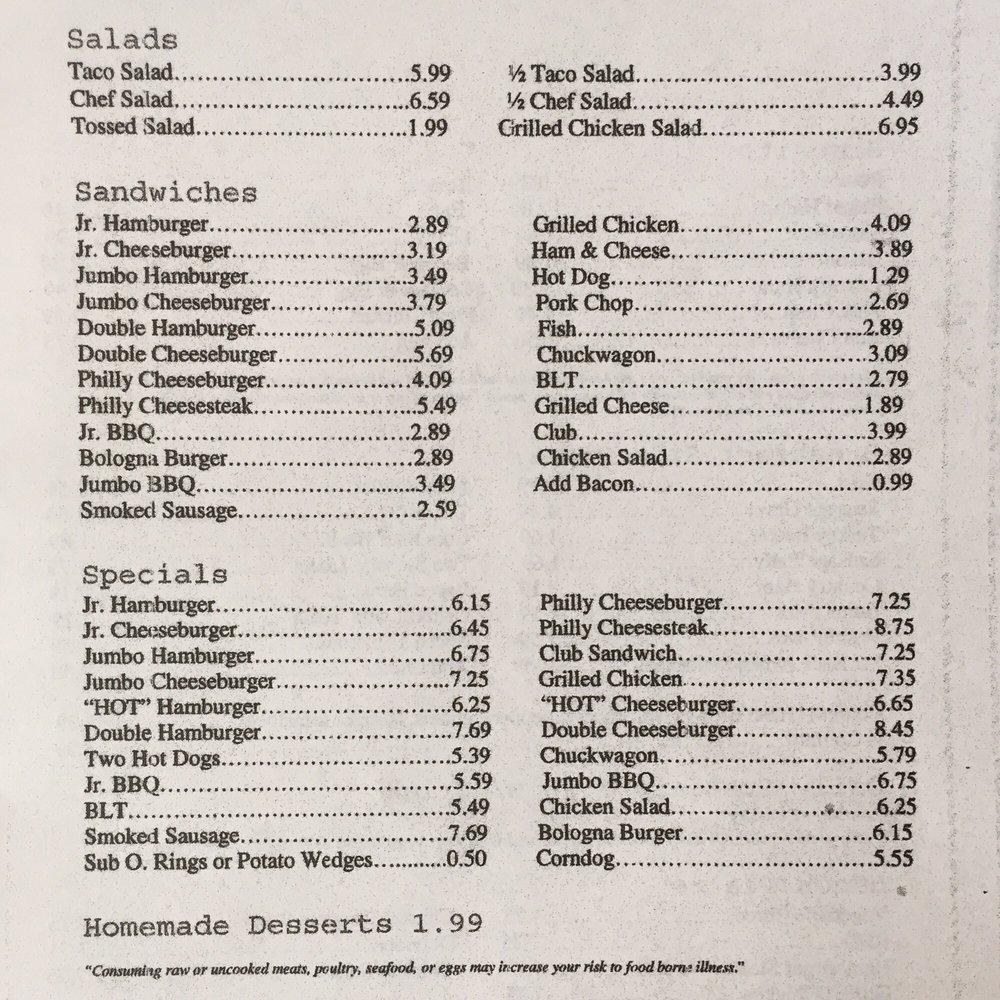 Menu at Stateline Diner restaurant, Danville