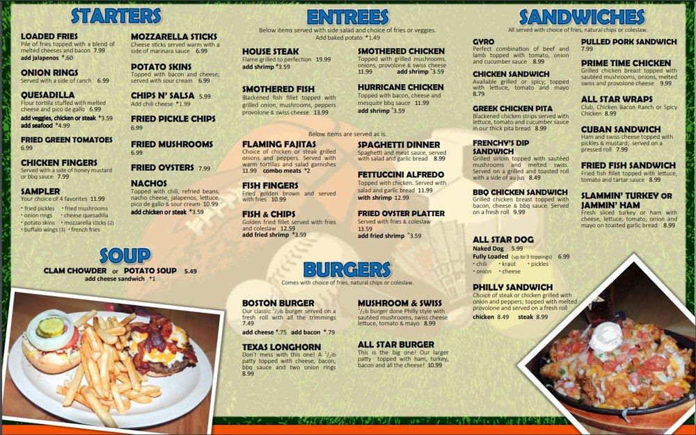 Menu at All Star Grill pub & bar, Lake Wales