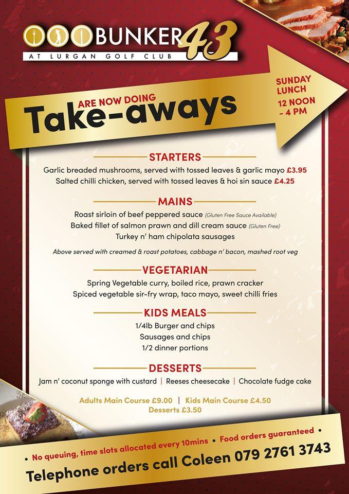 Menu at Bunker43 Lurgan pub & bar, Lurgan