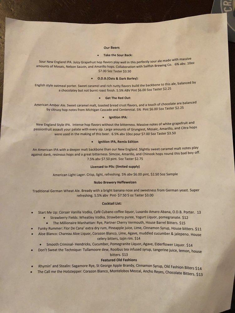 Menu at Crazy Uncle Mike's restaurant, Boca Raton