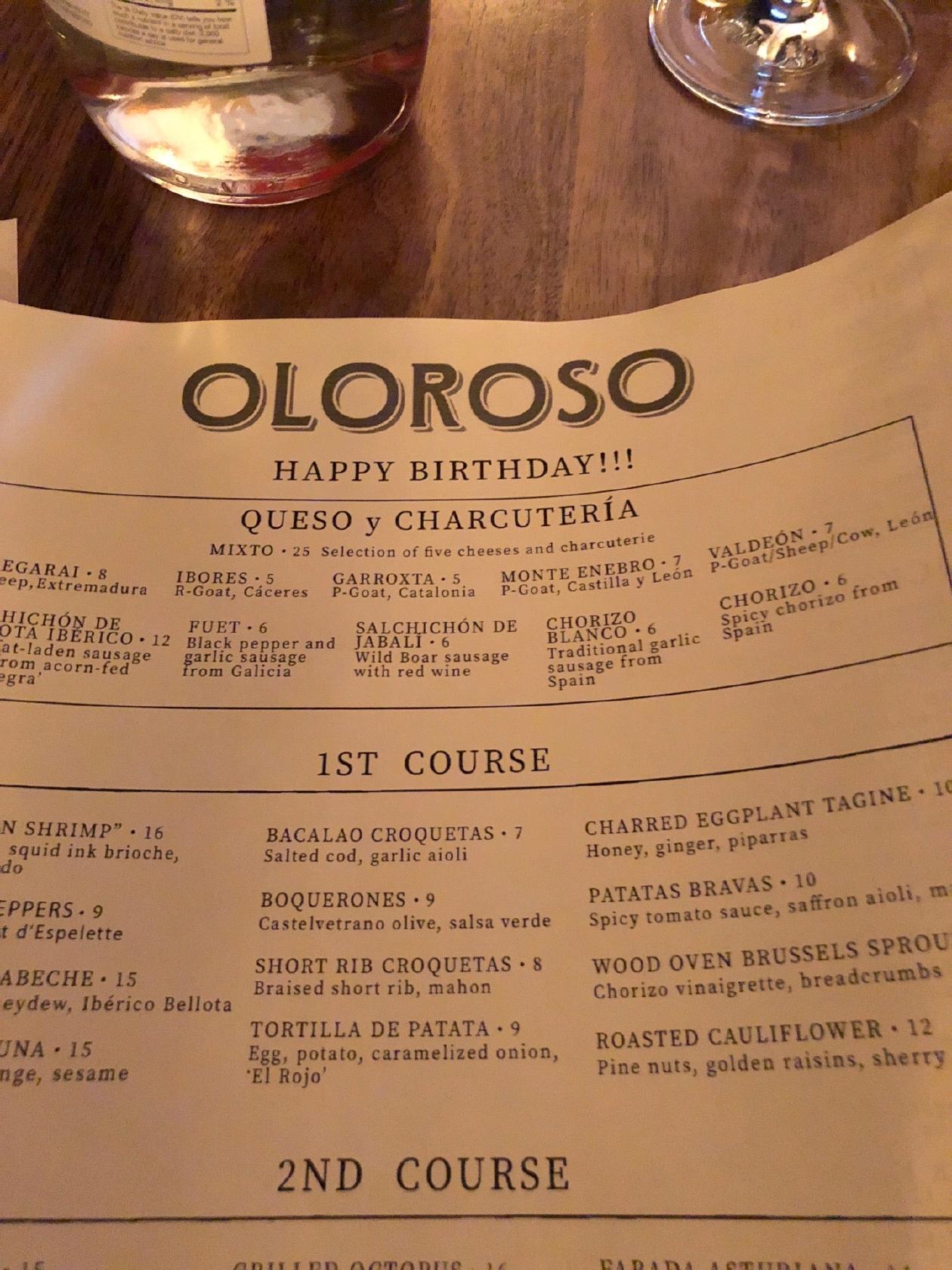 Menu at Oloroso pub & bar, Philadelphia