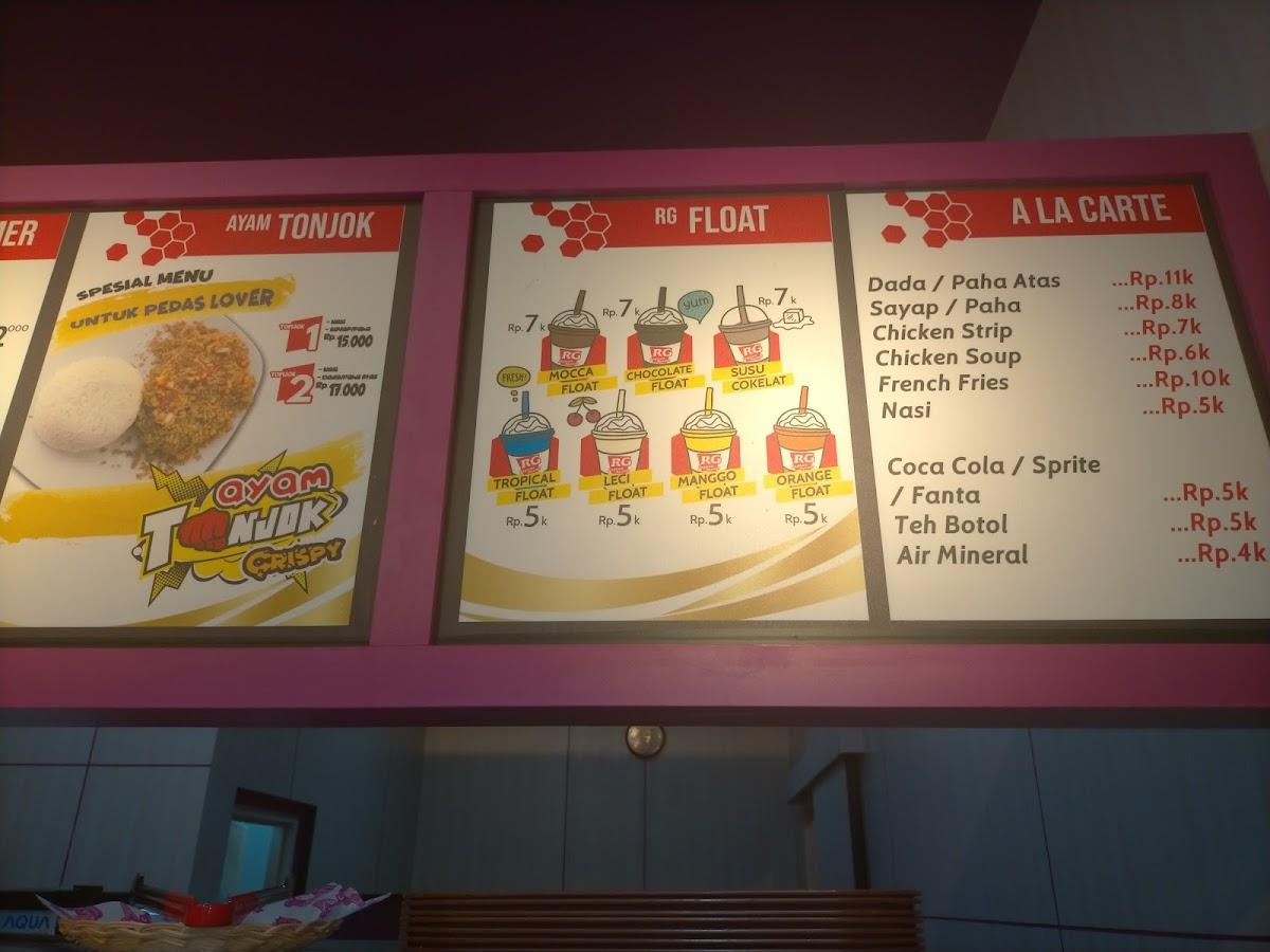 Menu at RG Fried Chicken Melati restaurant, Pekanbaru