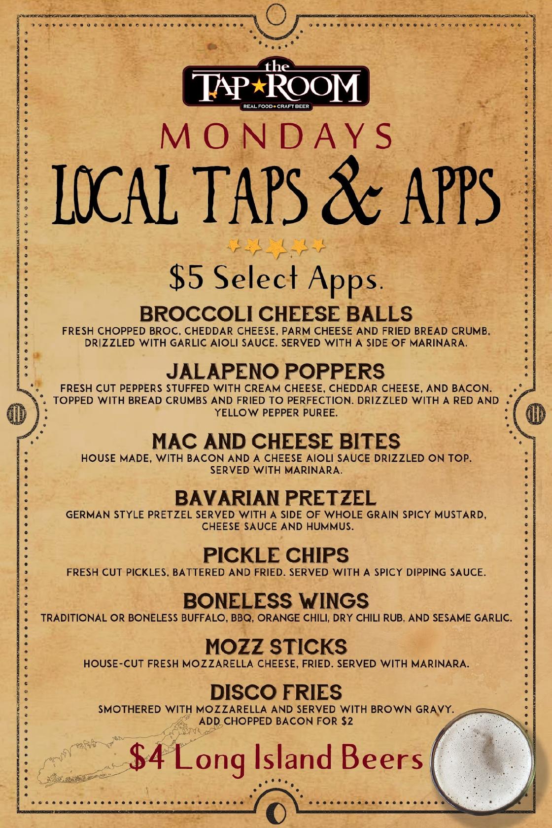 Menu at Tap Room pub & bar, Massapequa Park