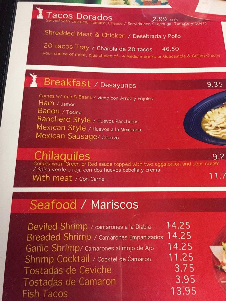 Menu at Taqueria El Sazon restaurant, Batavia