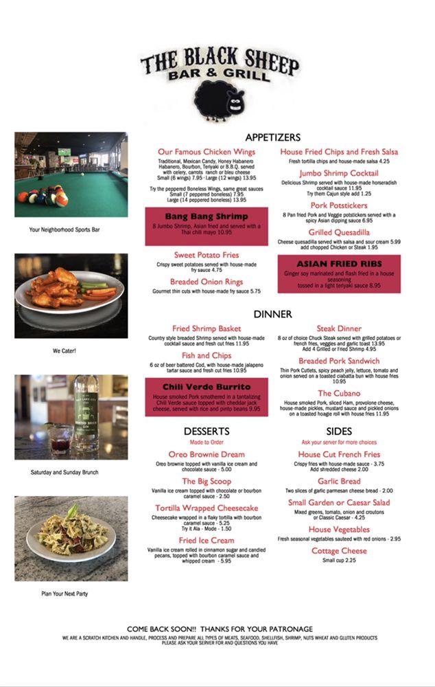 Menu at The Black Sheep Bar & Grill Foothill, Salt Lake City