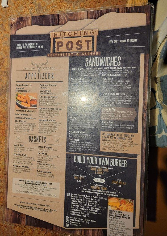 Menu at The Hitching Post restaurant, Green River