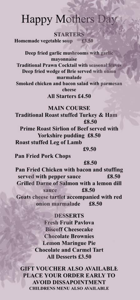 Menu at Tullana on the Green restaurant, Lisnarick