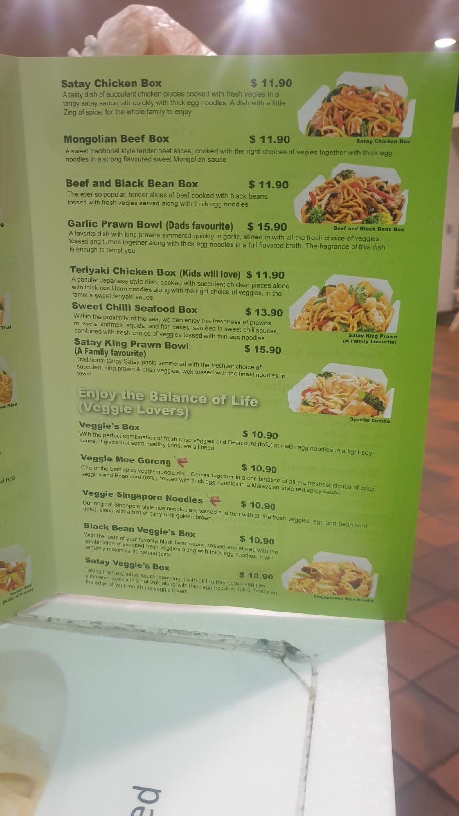 Menu at Fresh Box restaurant, Beechboro
