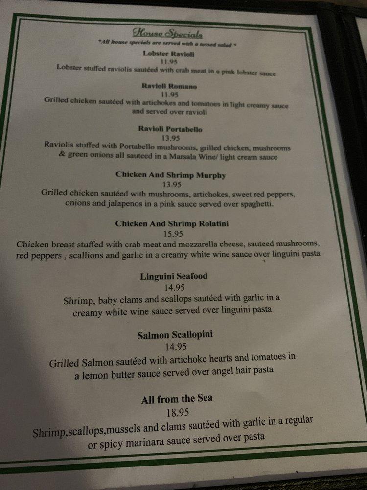 Menu at Italian Village restaurant, Corsicana