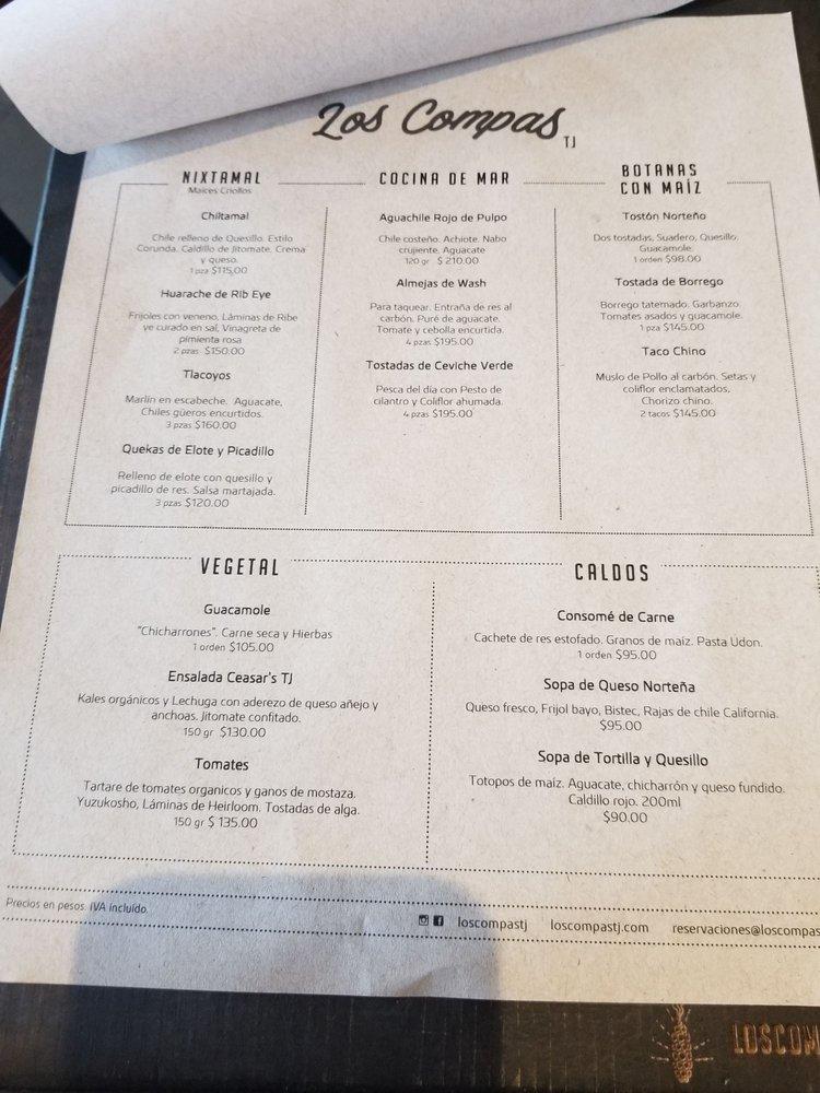 Menu at Jaco Cocina Mexicana restaurant, Tijuana