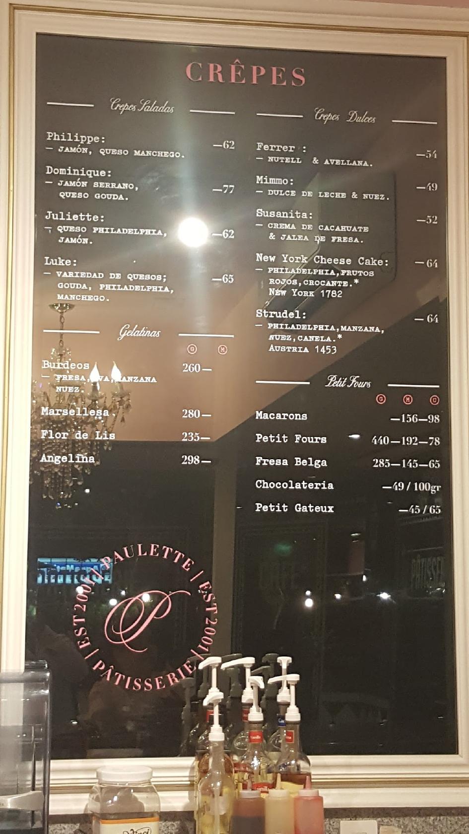 Menu at Pastelería Paulette desserts, Zapopan, Av de Las Rosas 600-A
