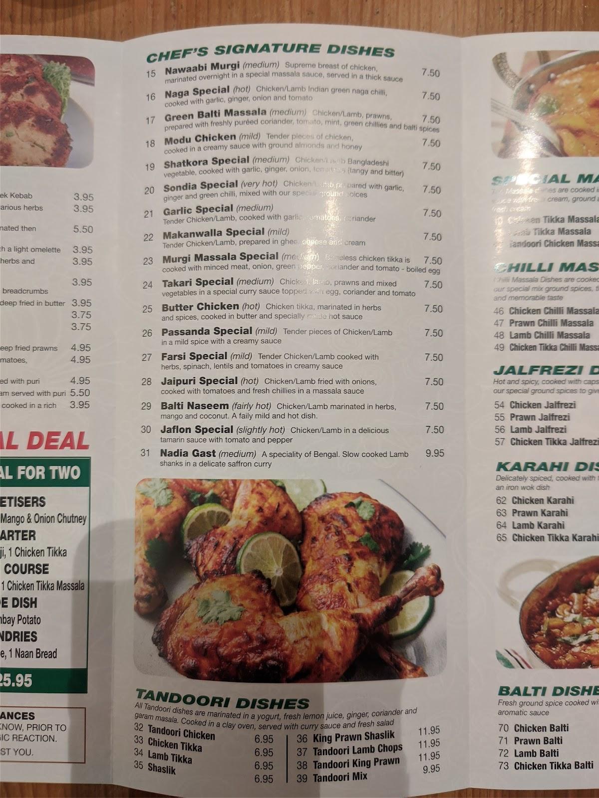 Menu at Spice Parade Indian Takeaway, Liverpool