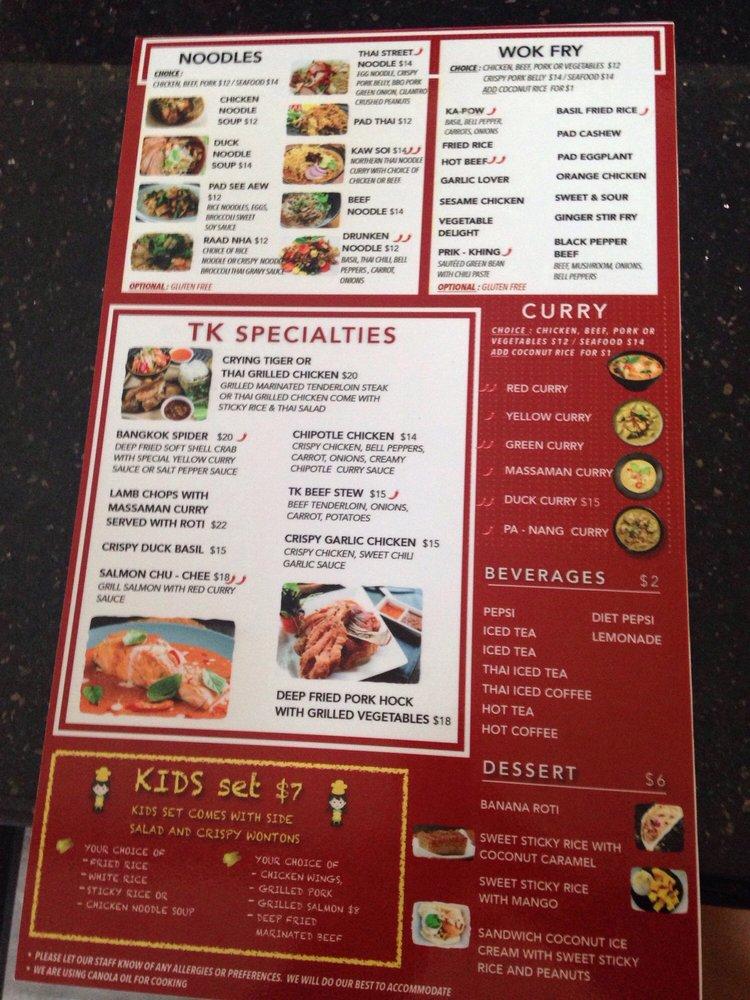 Menu at Thai Kitchen Restaurant, Casper