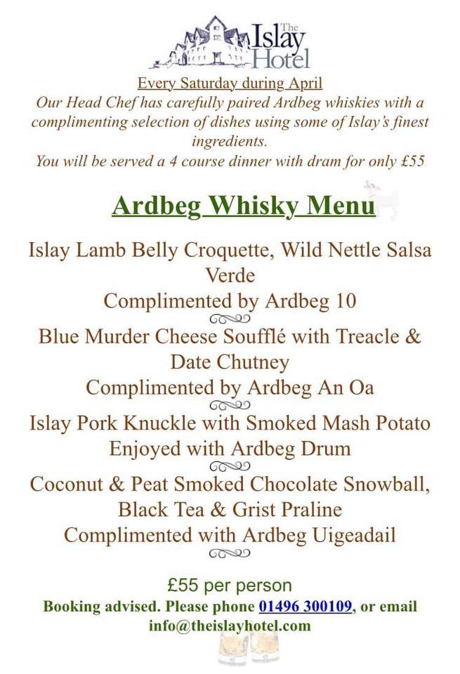 Menu at The Islay Hotel pub & bar, Port Ellen